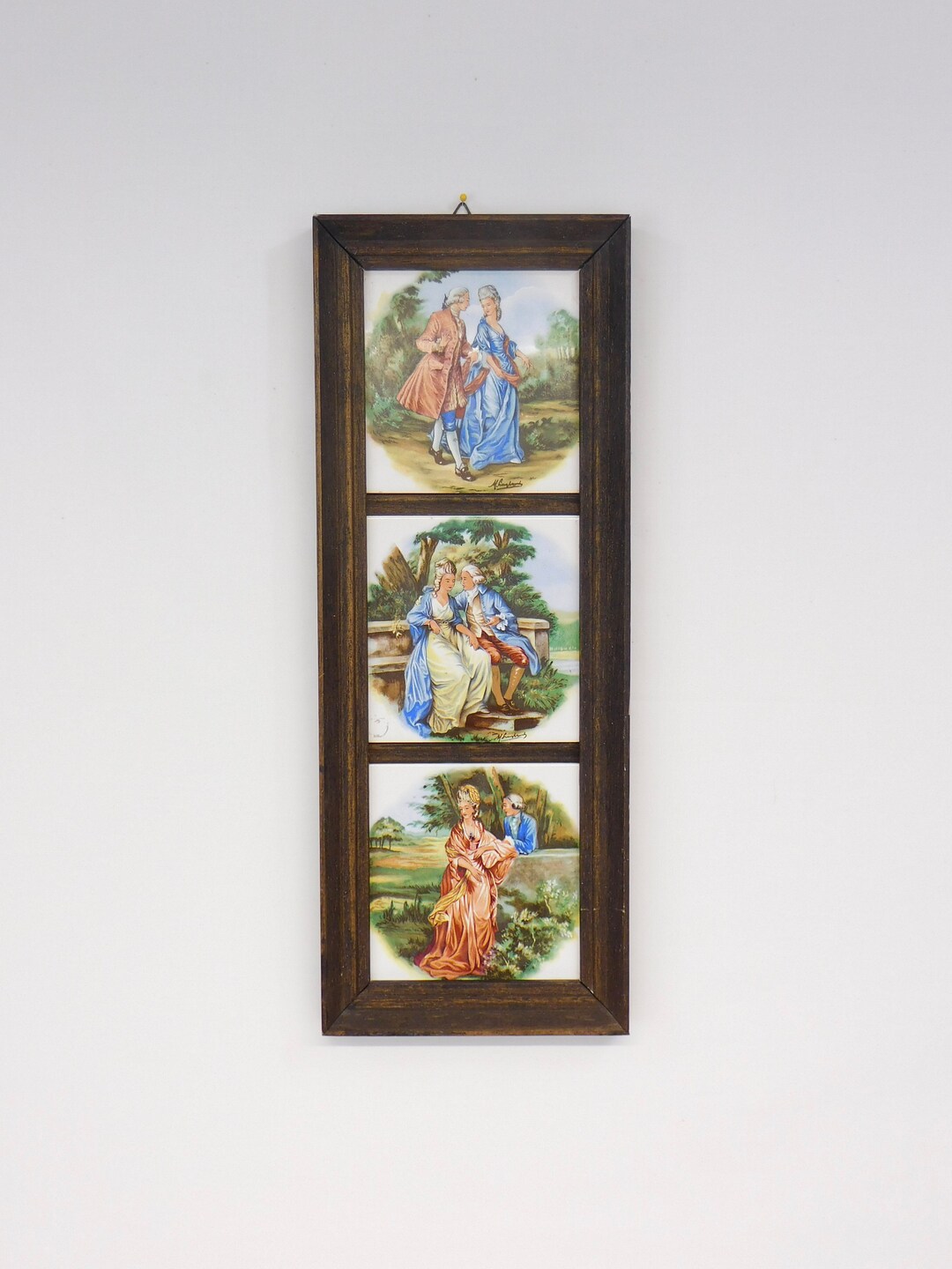 Vintage Courting Couples, Framed Tiles, Hand Painted Porcelain ...