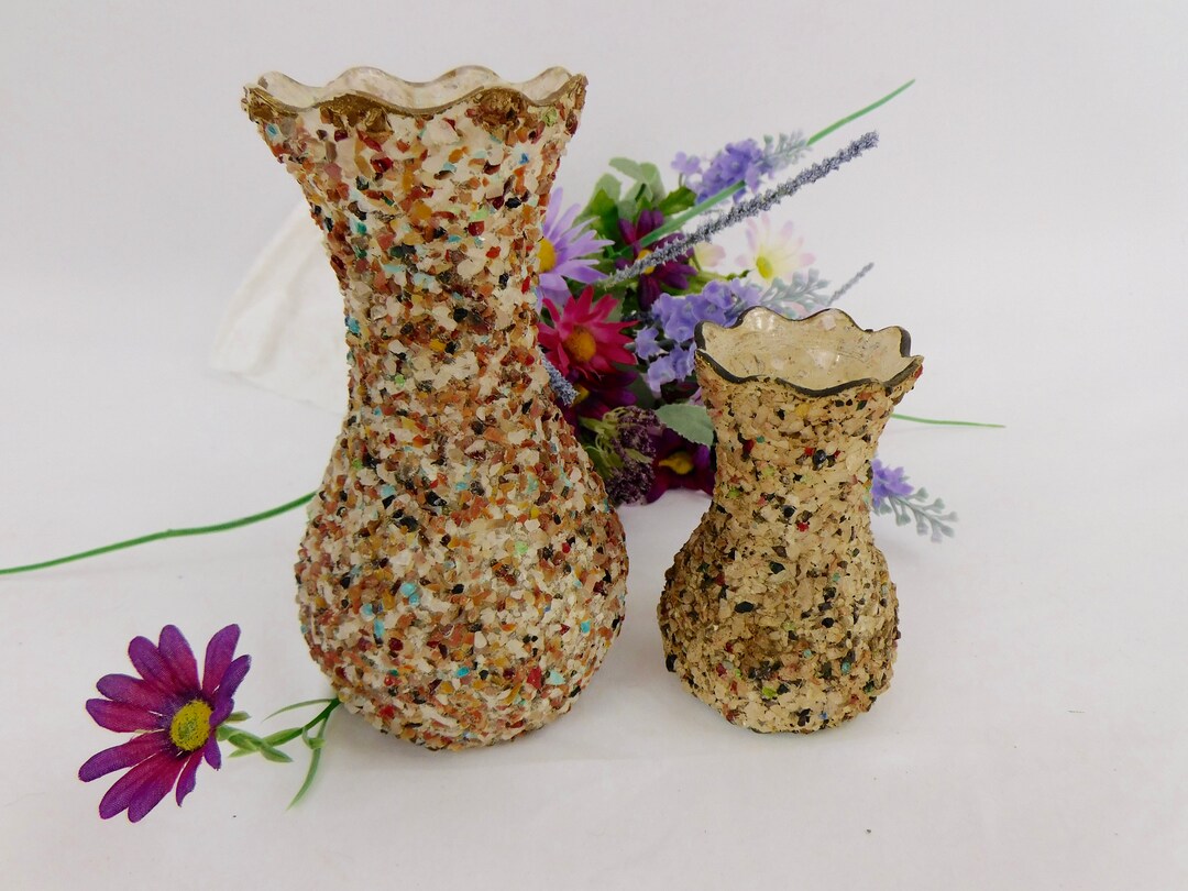Vintage Beach Sand Vase Small Pebbles and Glass Encrusted Vase - Etsy