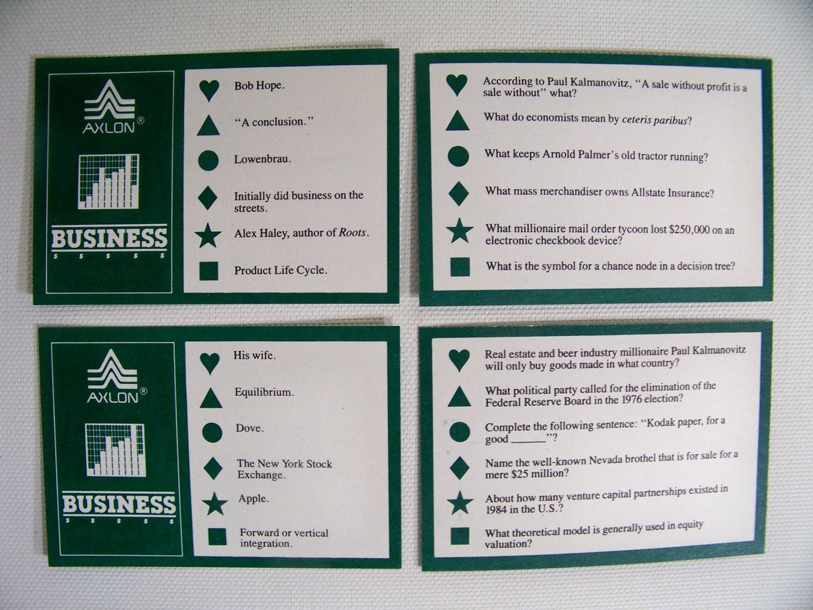Trivia Card Set Business Cards Business Trivia Game Add-on - Etsy