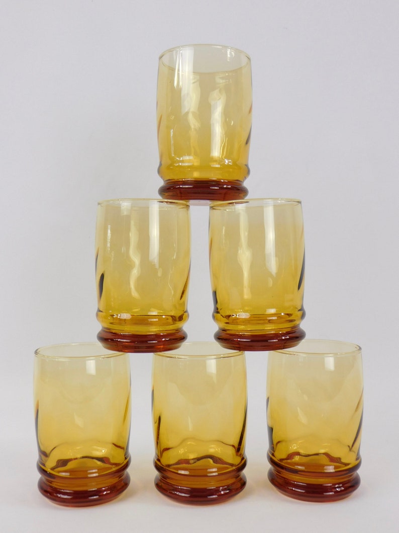 Vintage Libbey Amber Glass Tumblers Drinking Glasses Libby - Etsy