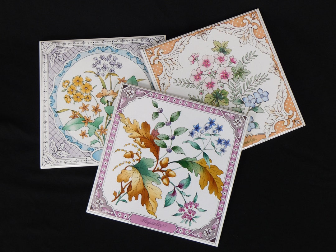 Vintage Avon Ceramic Tile Trivet Set of 3 Hanging Kitchen Decor 1983 ...