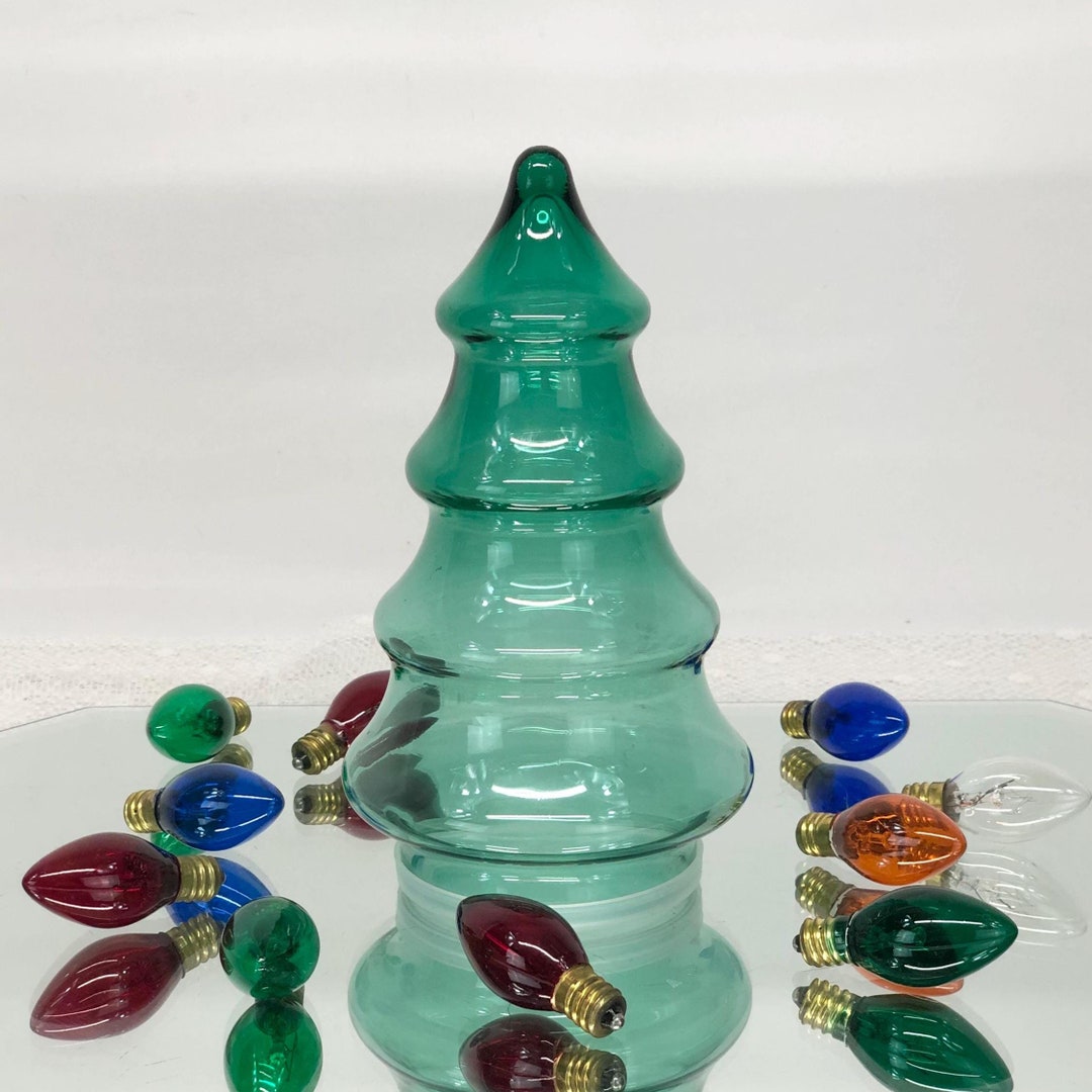 Glass Christmas Tree Candy Jar Christmas Green Tree Shaped Candy ...