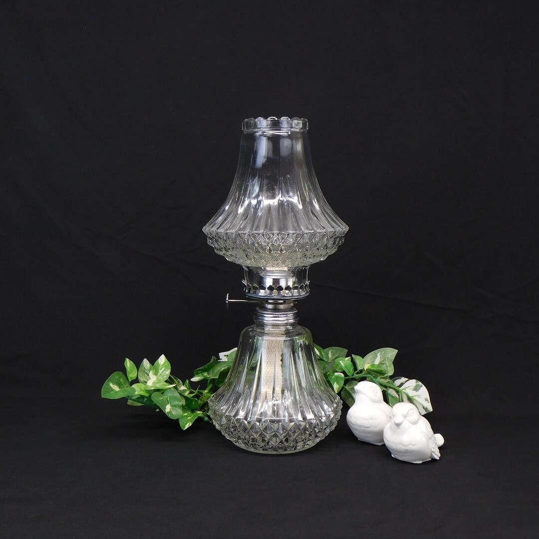 Vintage Lamplight Farms Diamond Cut Crystal Oil Lamp With - Etsy