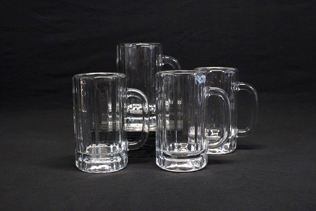 Vintage Libbey Paneled Root Beer Mugs - Heavy Solid Glass Beer Stein ...