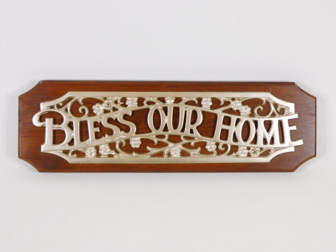 Vintage Bless Our Home Sign, Wood Wall Plaques, Kitchen Decor, Country ...