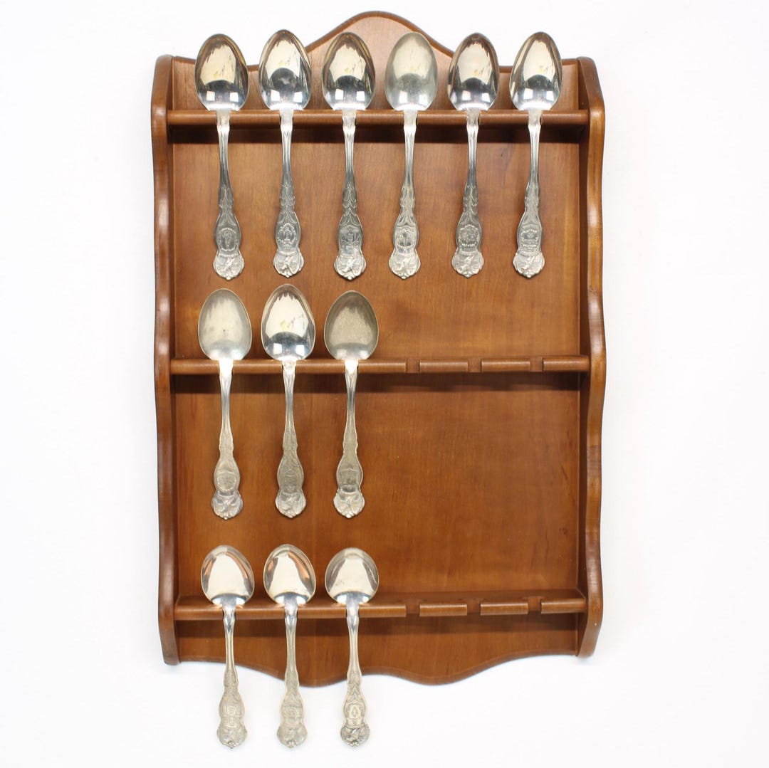 Vintage, Wood Spoon Shelf, Spoon Display, Colonial Style, 18 Slot ...