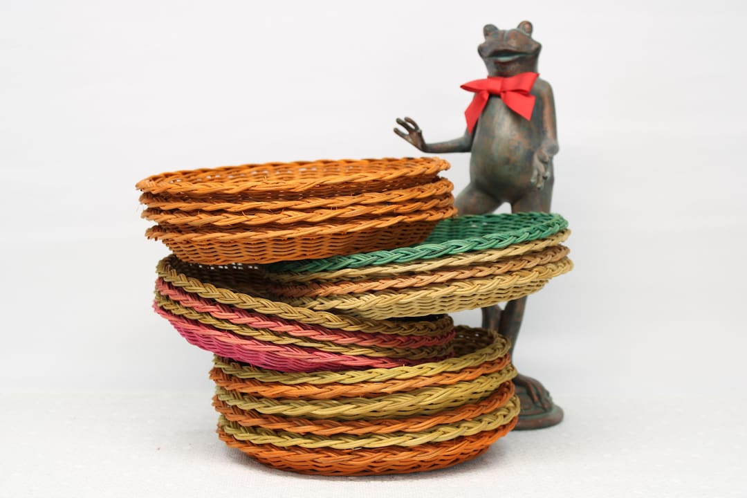 Wicker Paper Plate Liners YOUR CHOICE Picnic Plate Holders Rattan ...