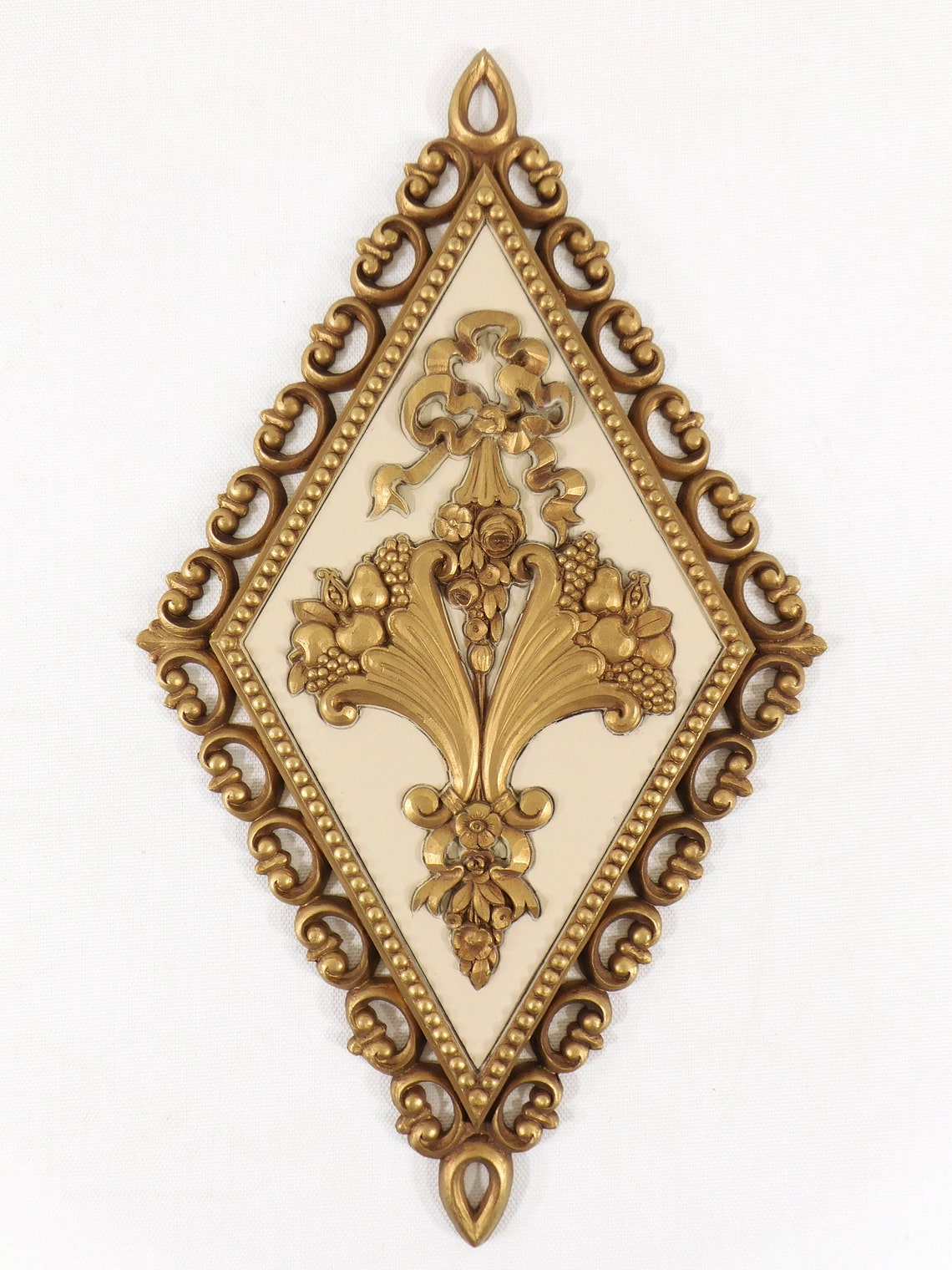 Vintage Gold Wall Plaques Diamond Shaped Hollywood Regency | Etsy