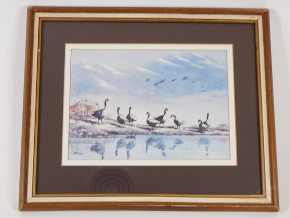 Watercolor Print Geese on the Beach Omer Seamon Framed and | Etsy