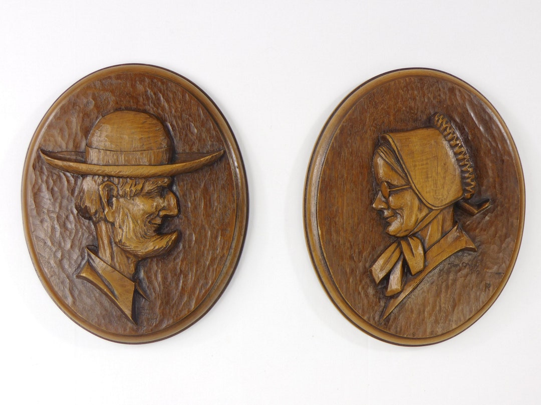 Vintage Karl Rothammer Design, Country Folk Wood Plaque, Man and Woman ...