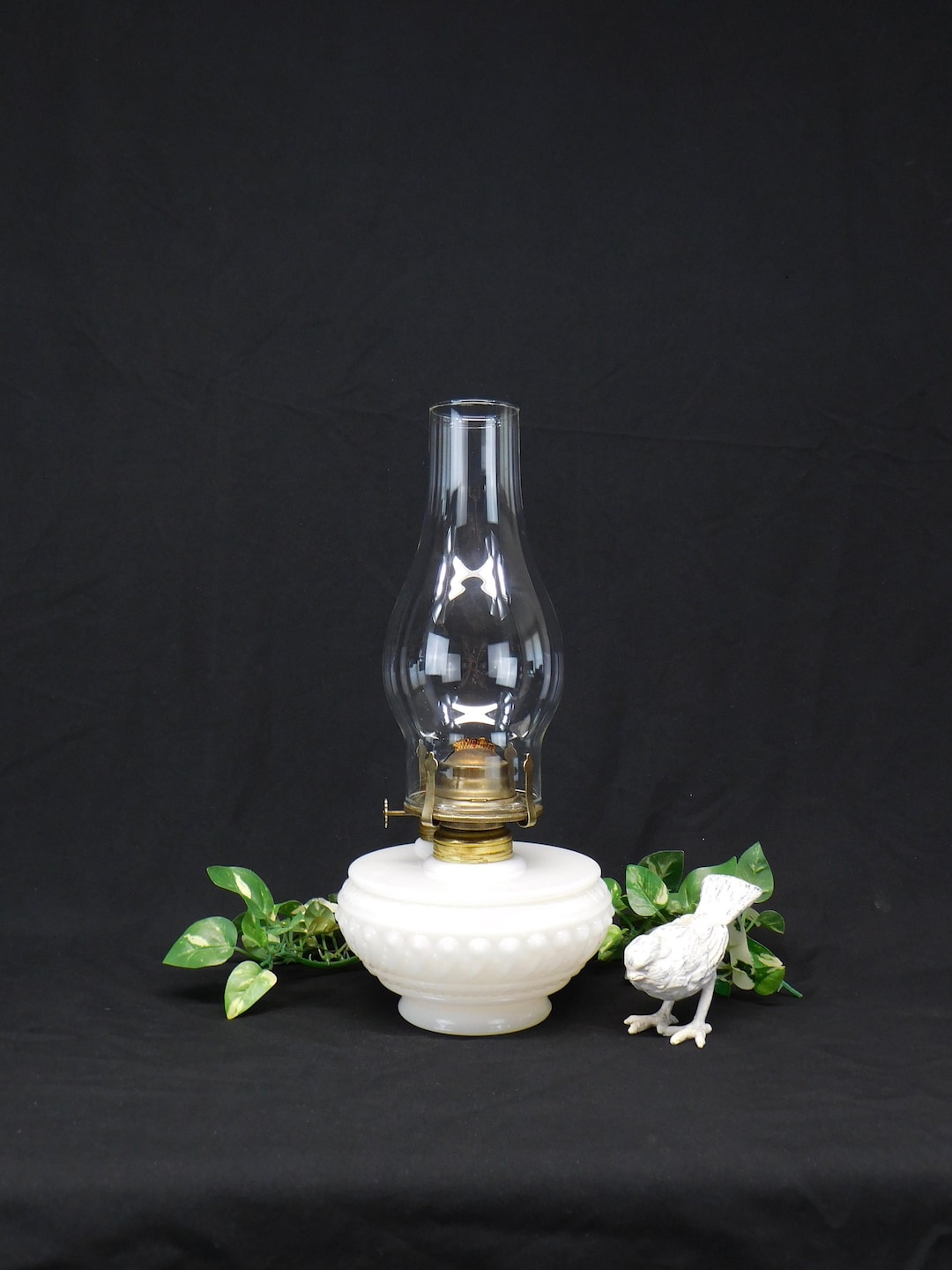 Vintage Lamplight Farms Oil Lamp With Hobnail Milk Glass Oil Holder ...