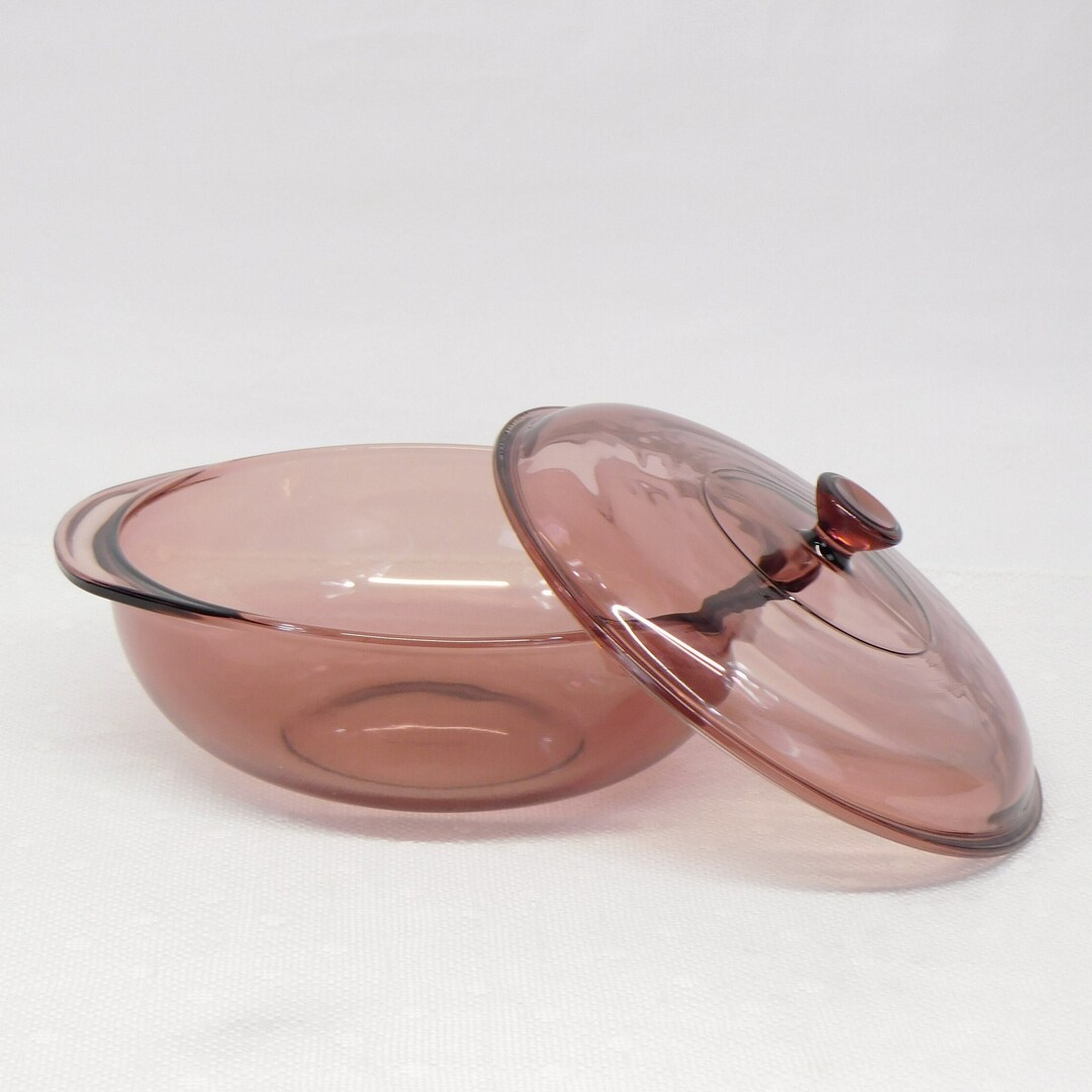 Vintage Pyrex Cranberry Glass Casserole Dish With Lid 1.5 Quart ...