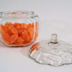 Glass Pumpkin Shaped Jar Halloween Candy Jar, Fall Table Centerpiece ...