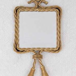 Vintage Gold Metal Twisted Rope and Tassel Mirror Twisted Metal Framed ...