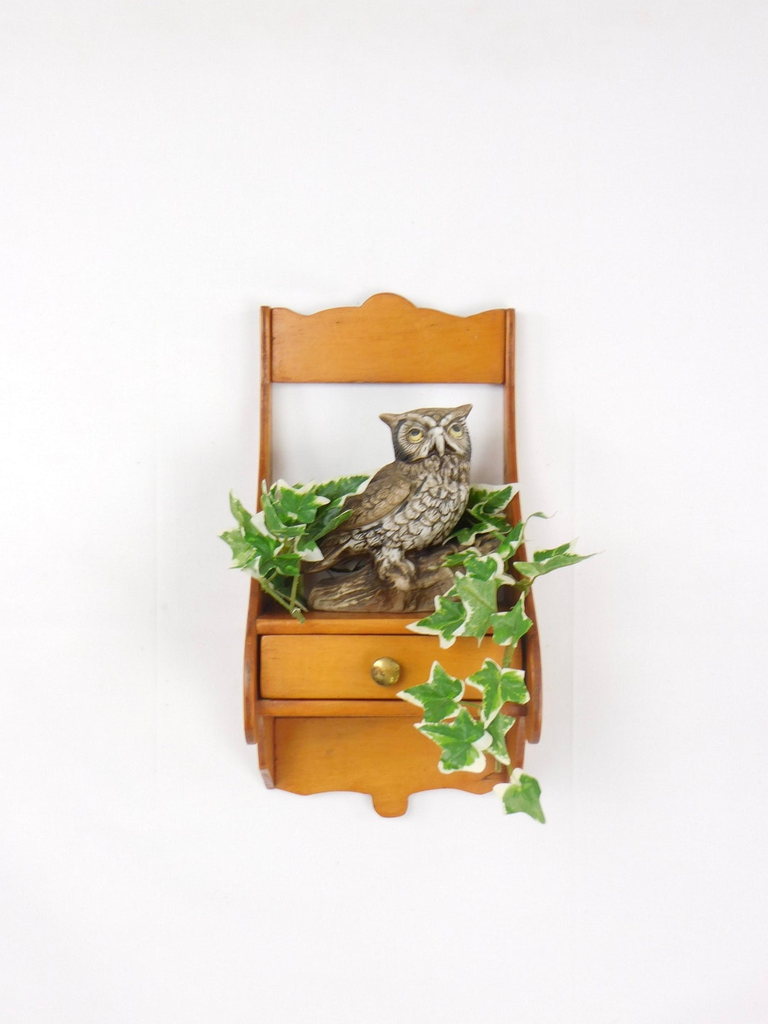 Primitive Wall Shelf With Drawer, Handmade Small Kitchen Shelf, Wood ...