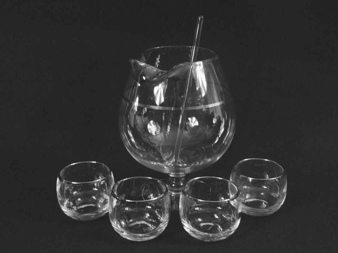 Vintage Mid Century Barware Set – Brandy Snifter Pitcher & Platinum Rim ...