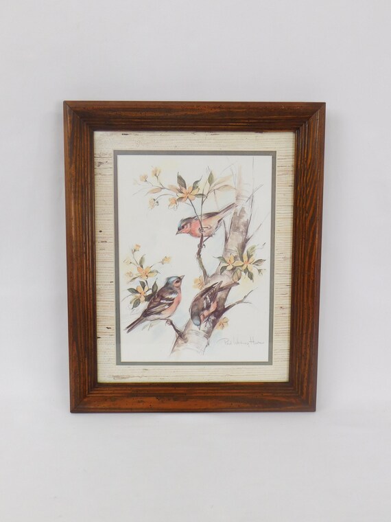 Paul Whitney Hunter Pencil Drawing 3 Birds Birch Tree - Etsy