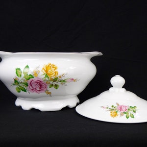 Soup Tureen, Leart Brazil, 4 Quart Capacity, Cabbage Rose, Pink and ...