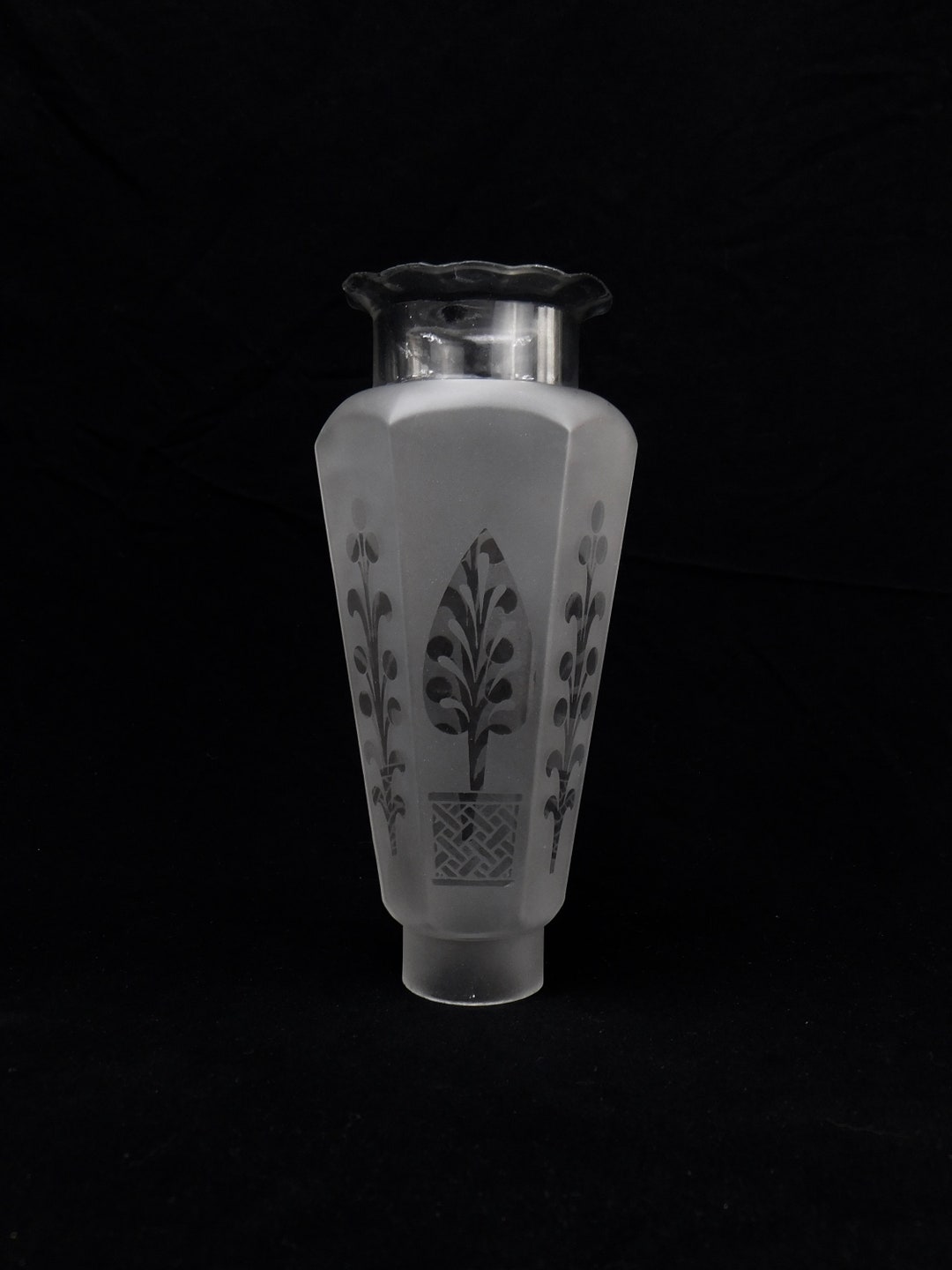 Rare Antique Oil Lamp Chimney, Frosted Etched Glass, Victorian Design ...