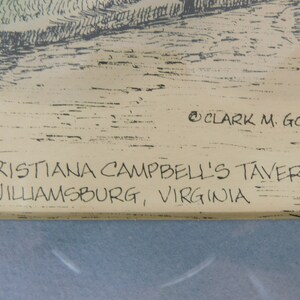Vintage Williamsburg Print by Artist Clark M Goff Framed and Matted ...