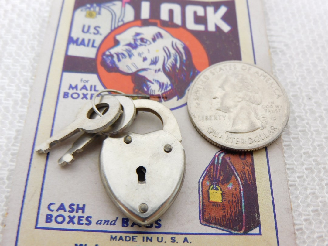 Vintage Walsco Lock and Key, Lock and 2 Keys, New in Package Small Lock ...