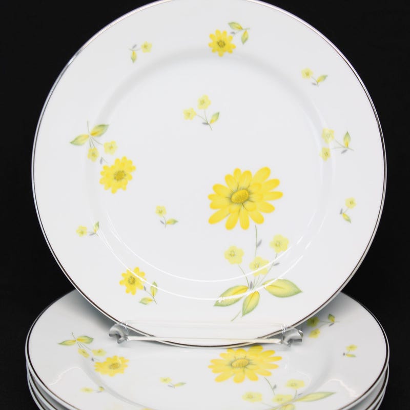 Yellow Floral Plates - Etsy