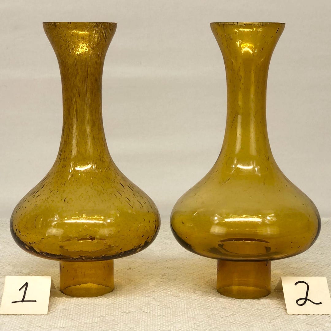 Antique Blown Glass Amber Shade Genie Bottle Shaped Fitter Chimney ...