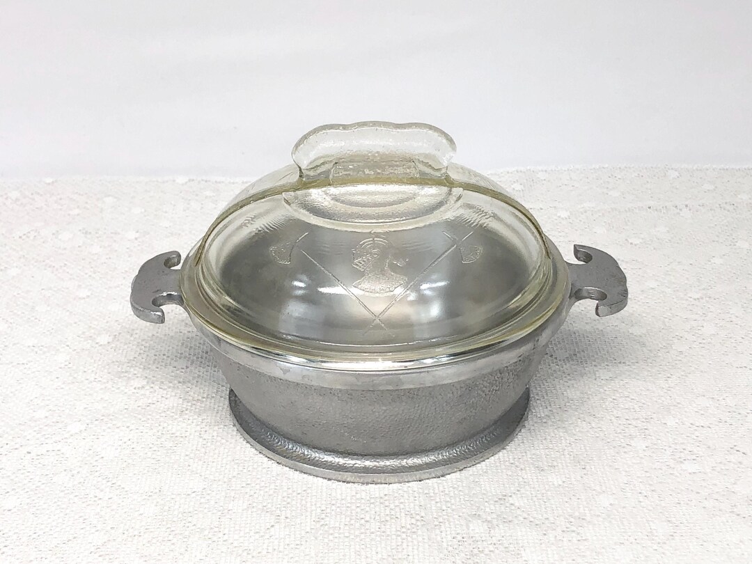 Guardian Service 1 Quart Round Casserole Pan With Glass Lid Hammered ...