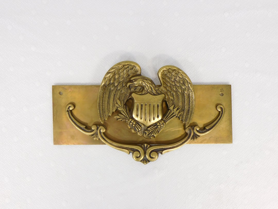 Solid Brass Federal Eagle Plate for House or Door Heavy Mountable Wall ...