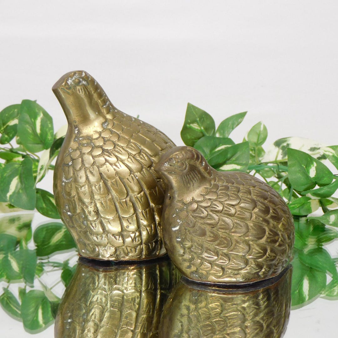 Brass Partridge Bird Statue Brass Decor Shelf Sitters Quail or ...