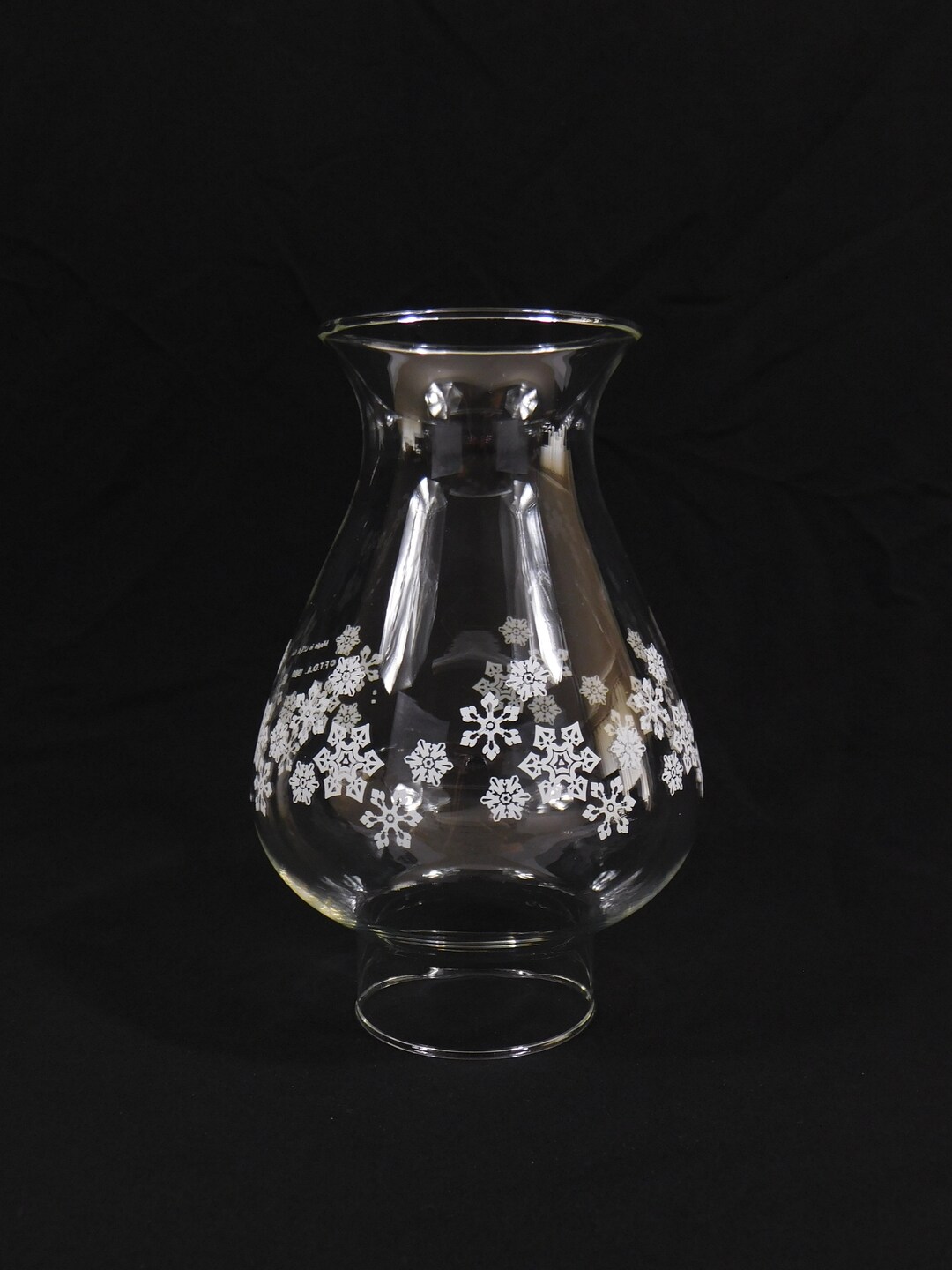 Clear Glass Hurricane Lamp Shade With Snowflakes, Made in USA for FTDA ...