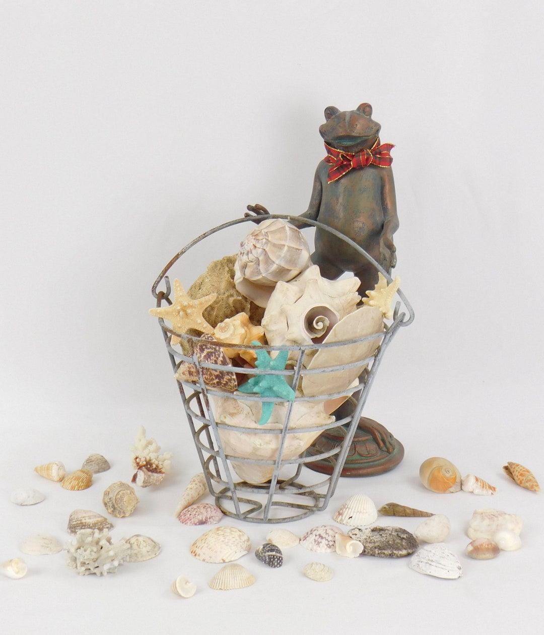 Vintage Thick Wire Basket, Old Gold Ball Basket, Nautical Clam Basket ...