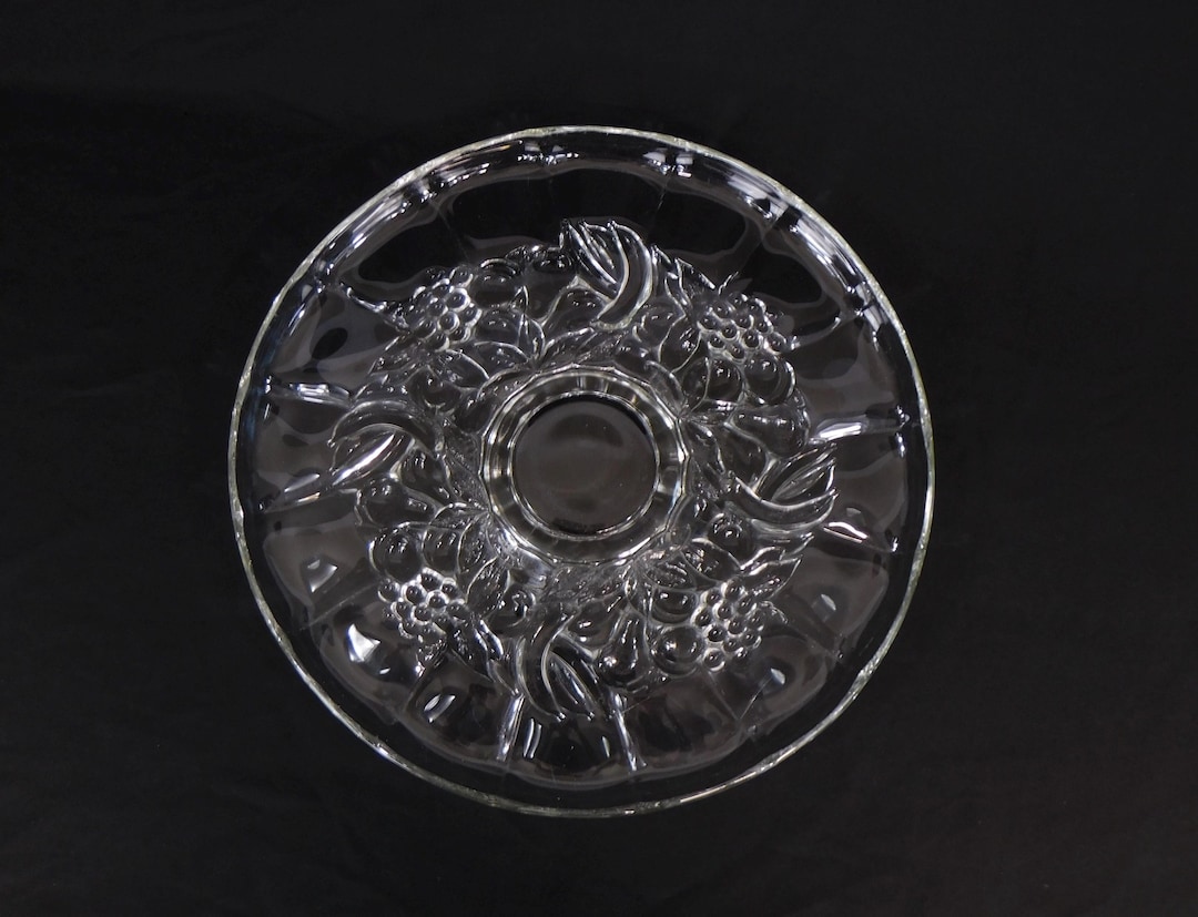 Vintage Indiana Glass Fruit Garland Torte Plate Footed Glass Serving ...