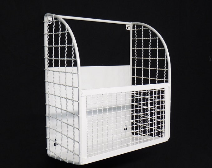 Black Metal Wire Wall or Door Mount Basket, Magazine or Paper Rack ...