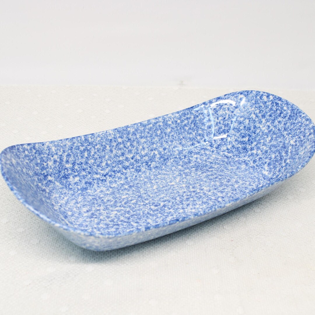Vintage Los Angeles Pottery Calif USA Blue Stipple Sponge Ware Rectangle Serving Dish - Etsy