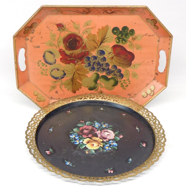 Floral Metal Tray - Etsy