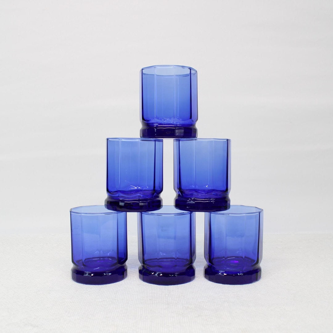 Anchor Hocking Essex Cobalt Blue Glassware Barware Tumblers Water Glass ...