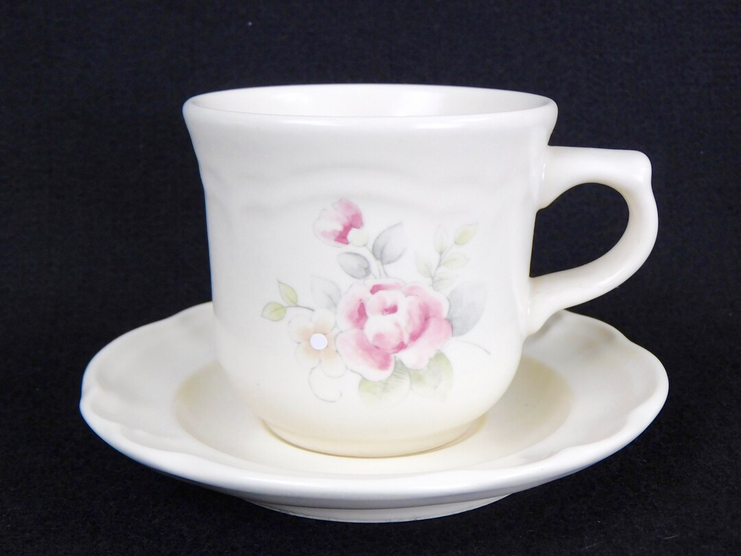 Pfaltzgraff Tea Rose, Cup and Saucer Set, Stoneware China, Vintage ...