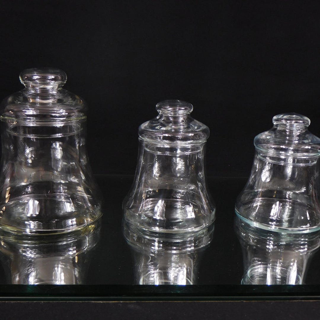 Bell Shaped Glass Jars Set of 3 Clear Glass Decorative Jar Wedding ...