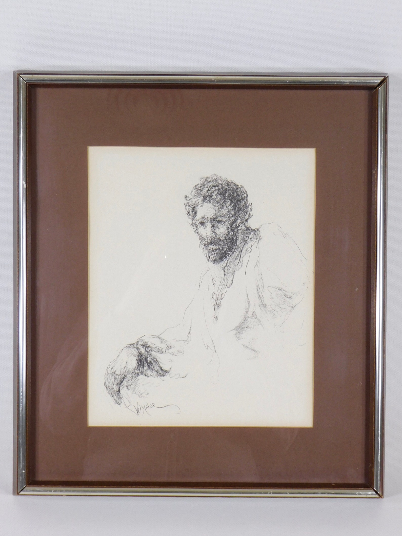 Vel Miller Pencil Drawing the Scholar Bearded Man Framed | Etsy