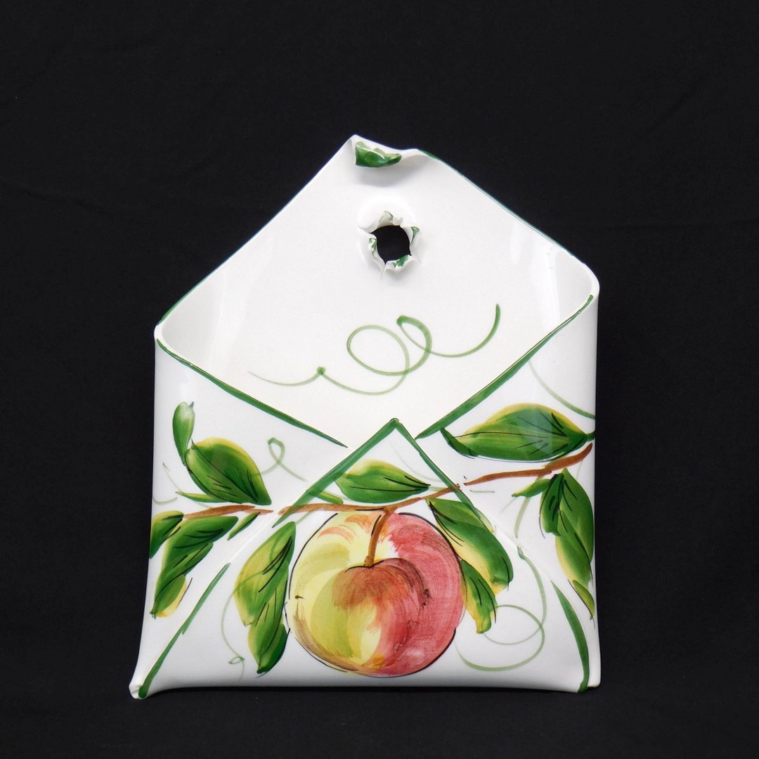 Vintage Ceramic Envelope Wall Pocket Apple Decor Kitchen Wall Hanging ...