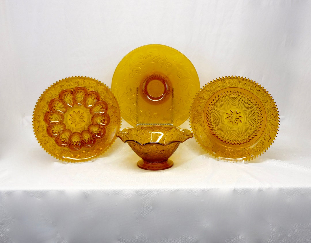 Vintage Tiara Glass YOUR CHOICE Indiana Glass Amber Sandwich Pattern ...
