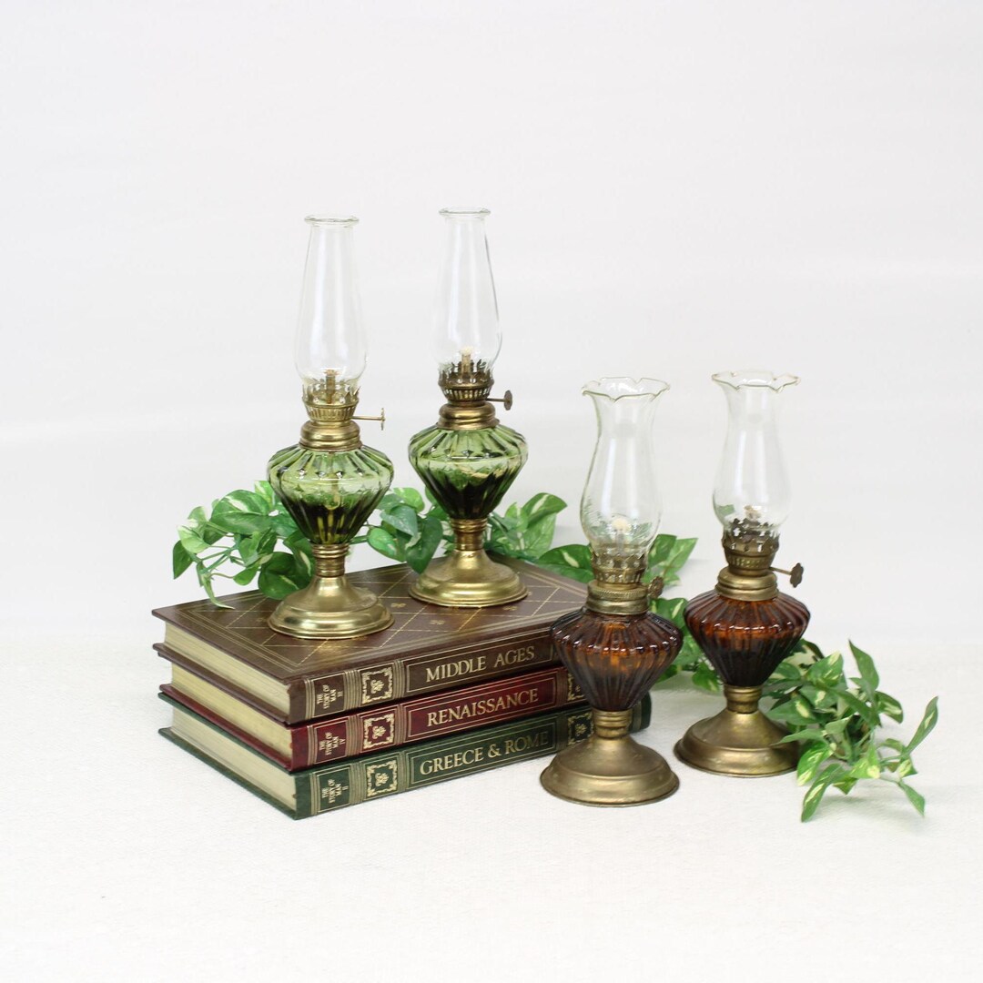 Vintage Oil Lamps 1950's Kerosene Lamps Hong Kong 10" Tall Choose Set ...