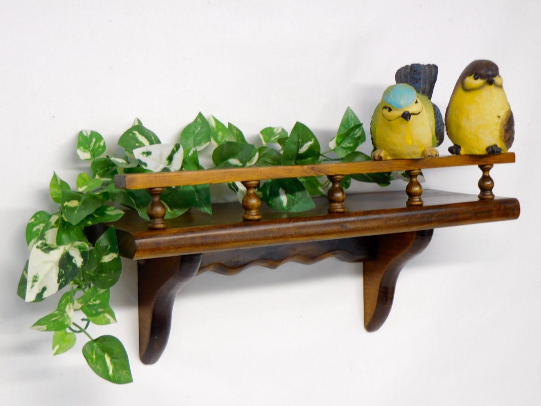 Vintage Rail Shelf, Small Wall Shelf With Front Rai,l Knick Knack Shelf ...