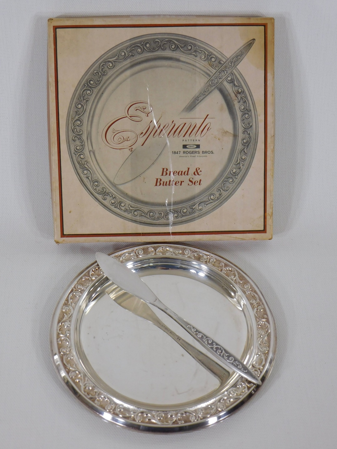 Vintage Silver Butter Dish Tray With Matching Silver Butter Knife 1847 ...