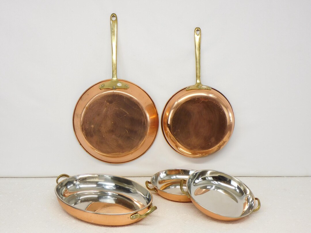 Vintage Copper Pan With Brass Handles Made in Korea Your Choice of Oval ...