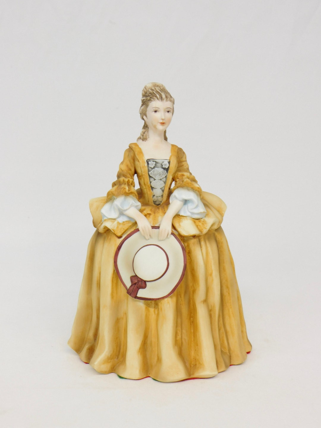 Beautiful Lady Figurine, Victorian Era Bustled Dress With Cartwheel Hat ...