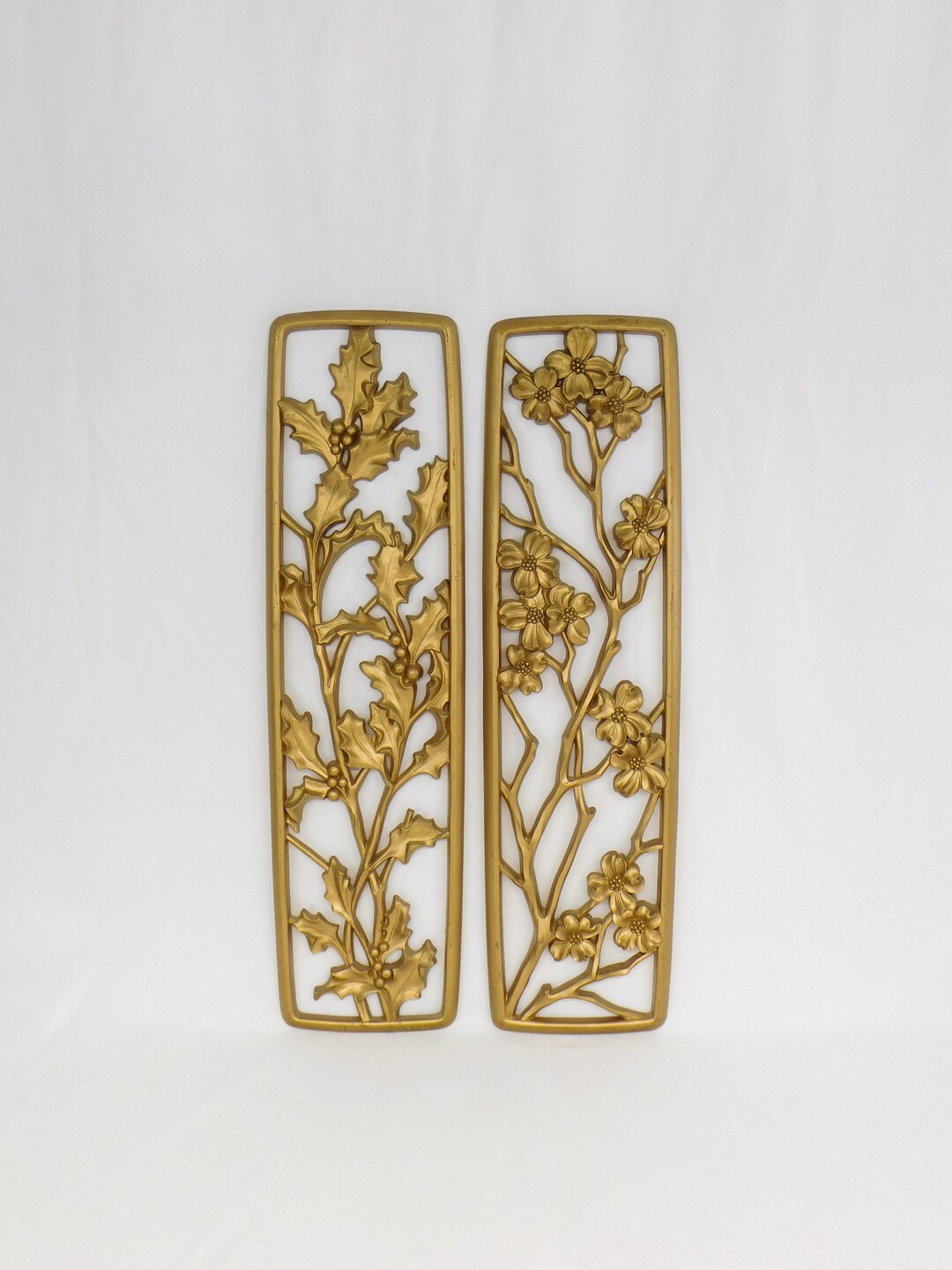 Syroco Wood, Floral Wall Plaques, MCM, Gold Wall Hangings, Holly ...