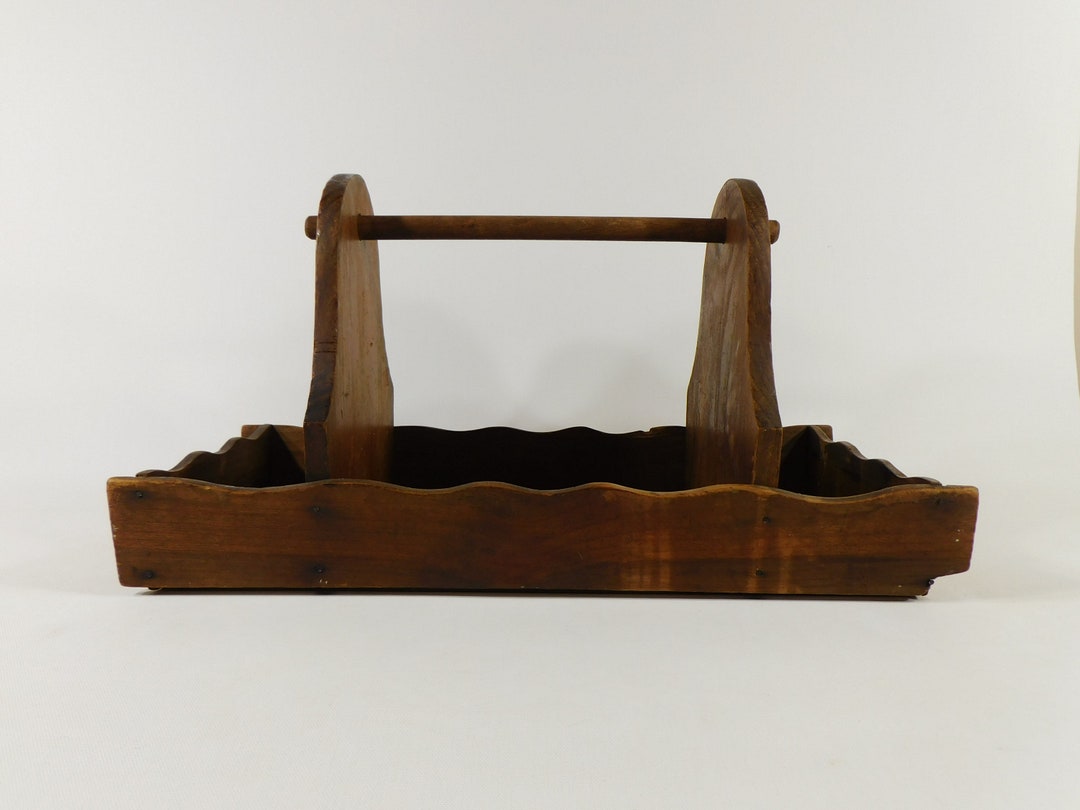 Vintage Wood Tote Box, Farmhouse Kitchen Box, Farmhouse Storage Box ...