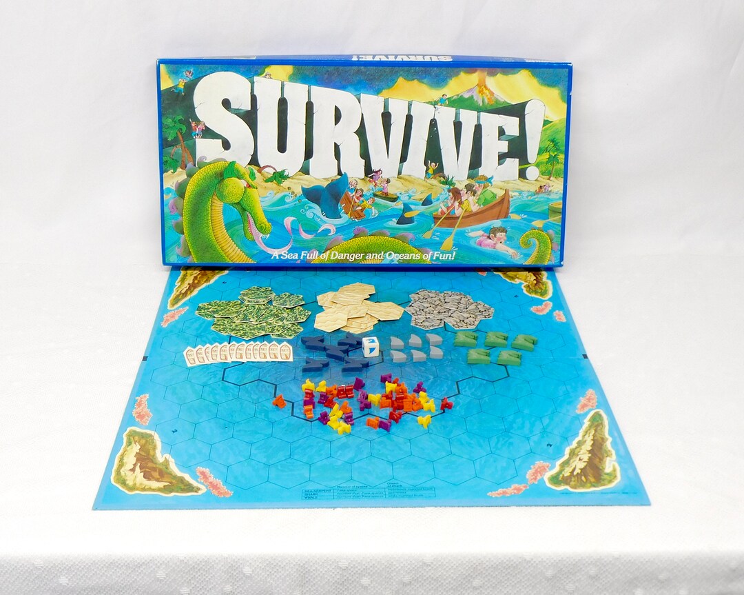 Survive! Board Game by Parker Brothers, A Sea Full of Danger and Oceans of Fun, Vintage 1982 ...
